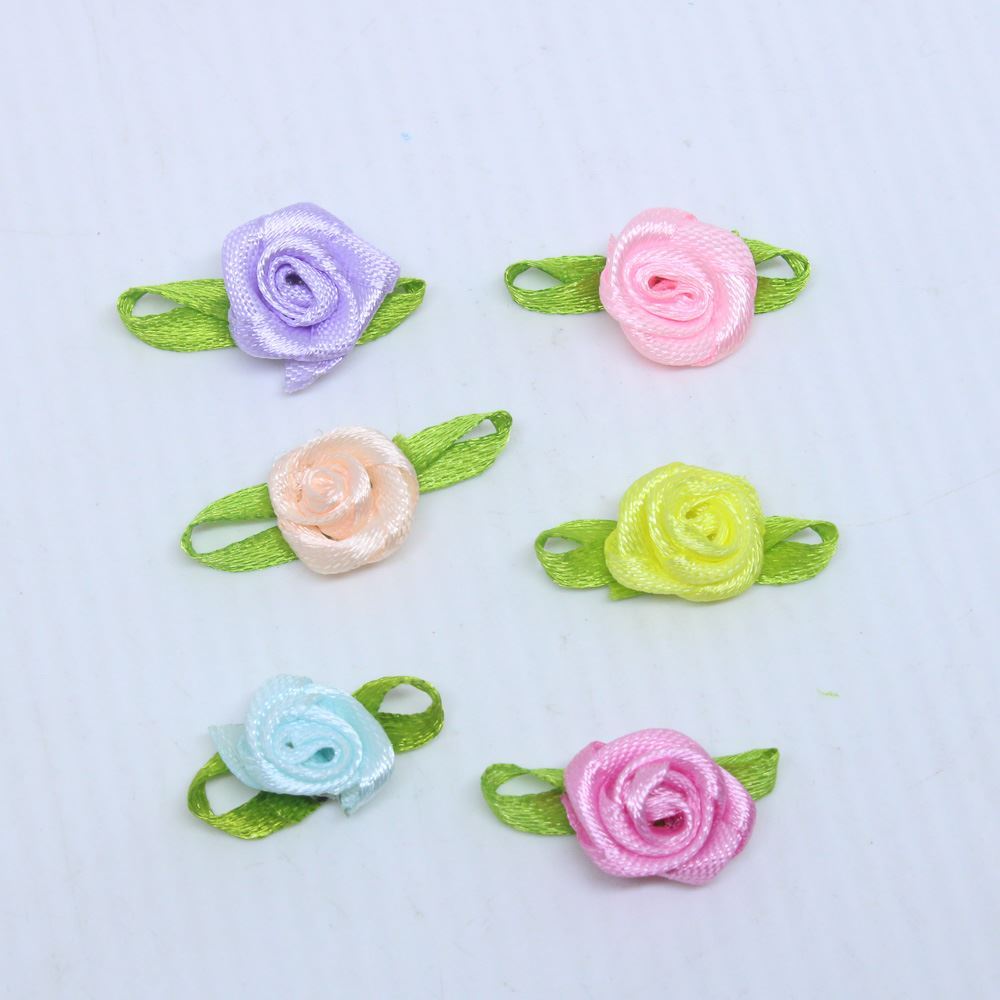 Flor Rococó com Folha 25mm em Poliéster - 500 Peças