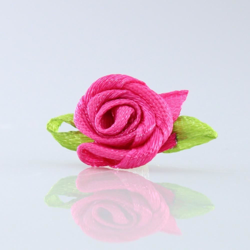 Flor Rococó com Folha 25mm em Poliéster - 100 Peças