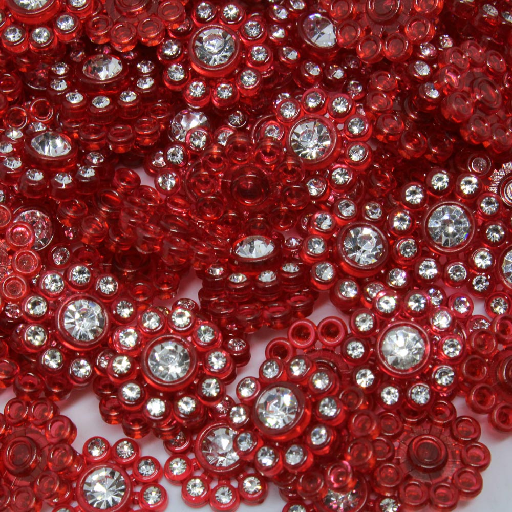 Aplique Flor Strass 14mm em Plástico - Kit com 25 Peças