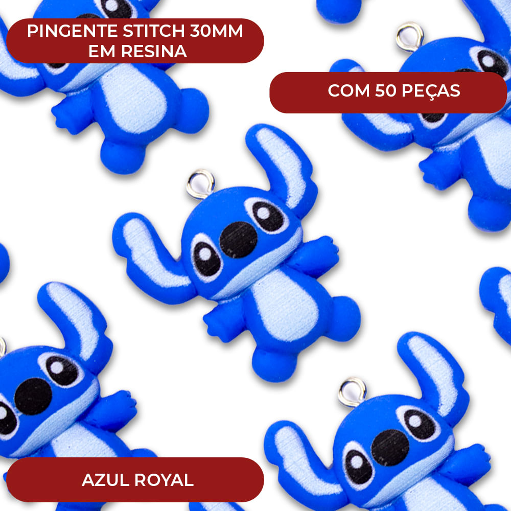 Pingente Stitch 30mm em Resina - Kit com 50 Peças